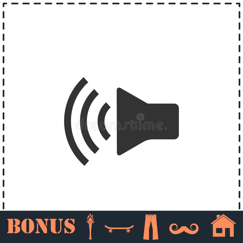 Volume icon flat stock illustration. Illustration of symbol - 201671163