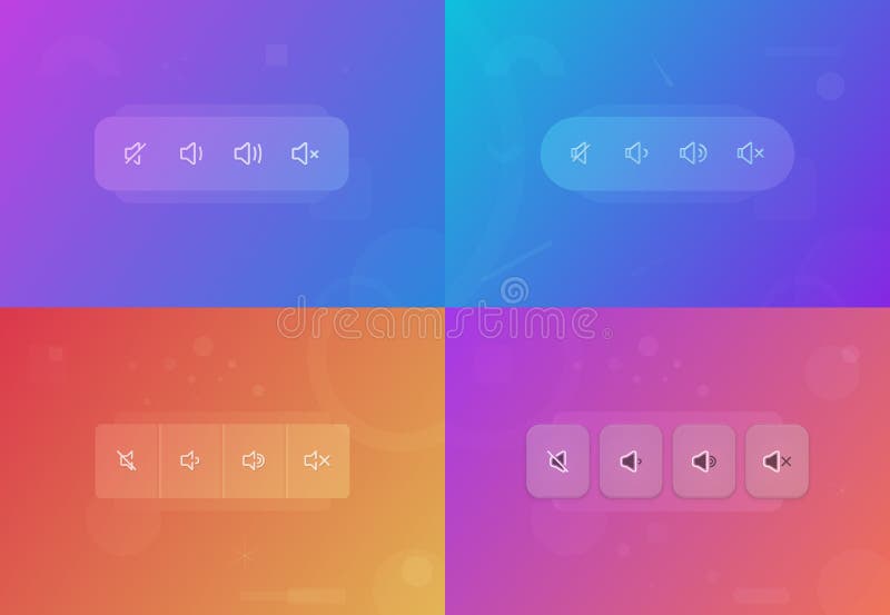 Volume Icon Set with GUI Bar - Stock Vector Stock Vector - Illustration ...