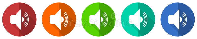 Volume Icon Set, Vector Illustration in 6 Colors Options for Webdesign ...