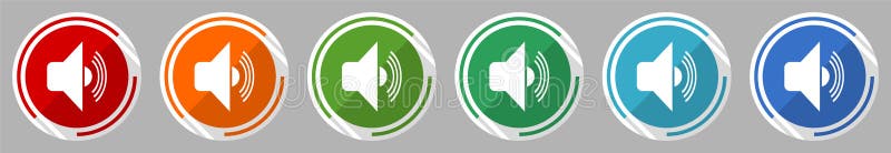 Volume Icon Set, Vector Illustration in 6 Colors Options for Webdesign ...