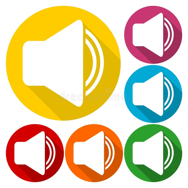 Volume Icons Set with Long Shadow Stock Vector - Illustration of design ...