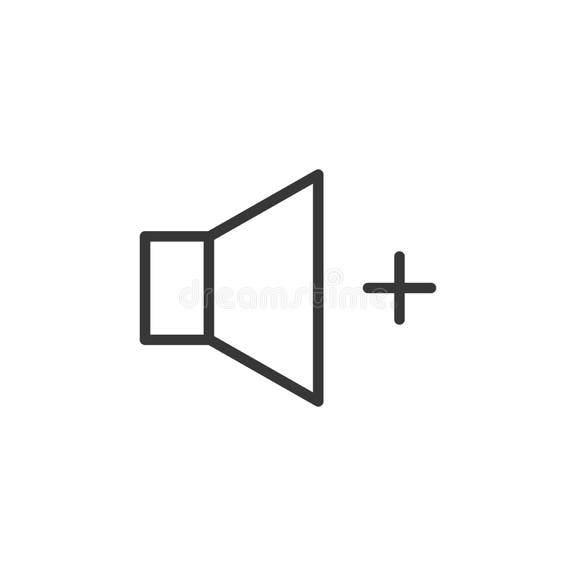 Volume Increase Icon. Vector Thin Line Speaker with a Plus Sign for ...