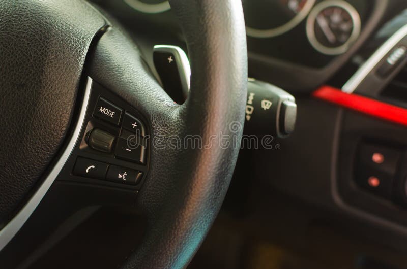Volume Keys on the Steering Wheel Stock Photo - Image of design, black ...