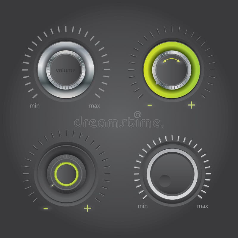 Volume knobs stock vector. Illustration of dial, tuner - 23500133