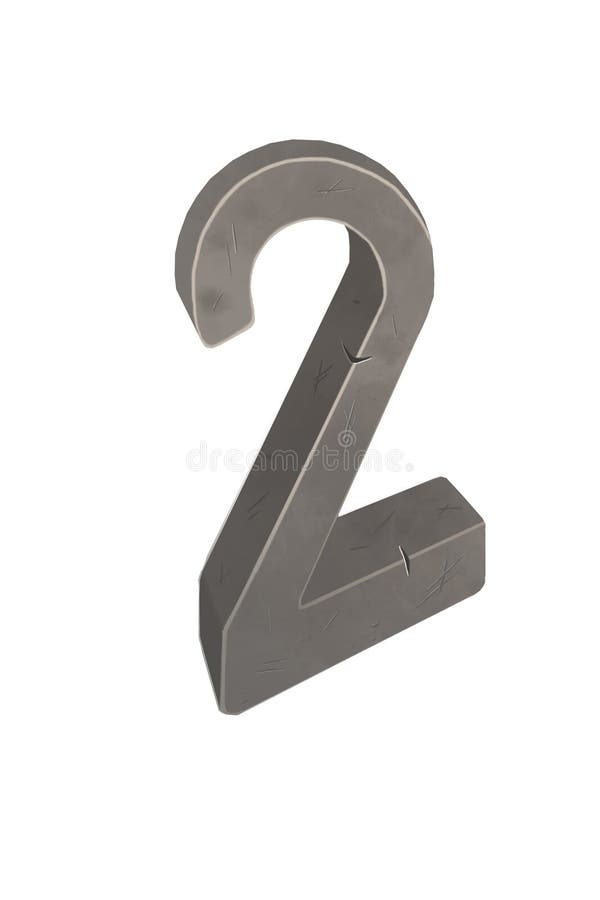 Volume Metal Figure Two Isolated on a White Background. Bitmap ...