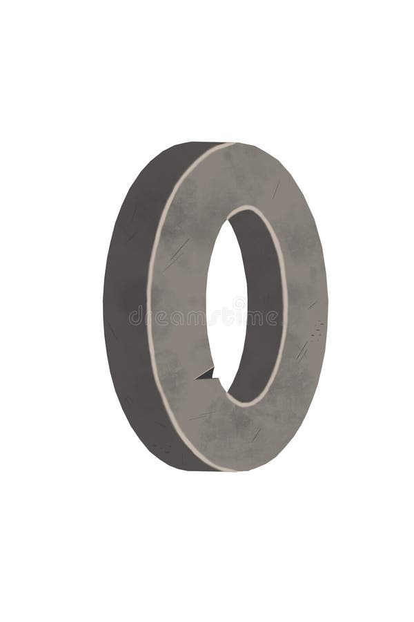 Volume Metal Figure Six Isolated on a White Background. Bitmap ...