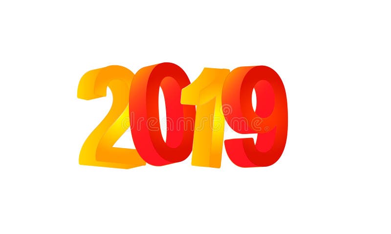 Volume Number 2019. Red and Yellow Numbers. Christmas Card Stock ...