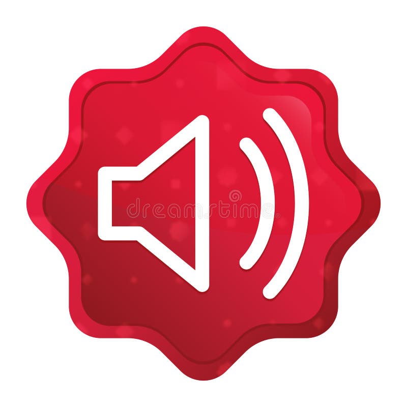 Volume Speaker Icon Misty Rose Red Starburst Sticker Button Stock ...