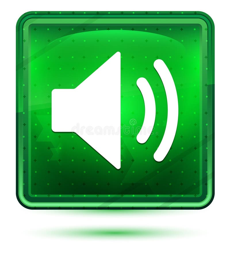 Volume Speaker Icon Neon Light Green Square Button Stock Illustration ...