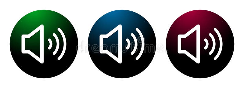 Volume Speaker Icon Night Surface Round Button Set Illustration Stock ...