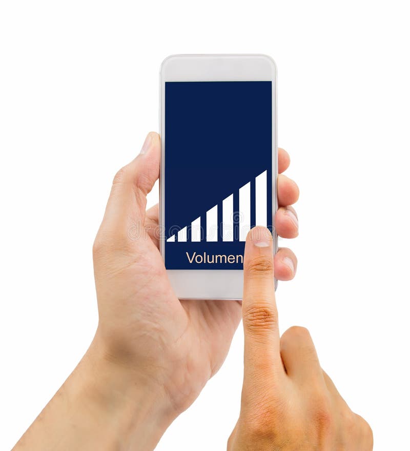 Volume up the smartphone stock photo. Image of press - 60371454