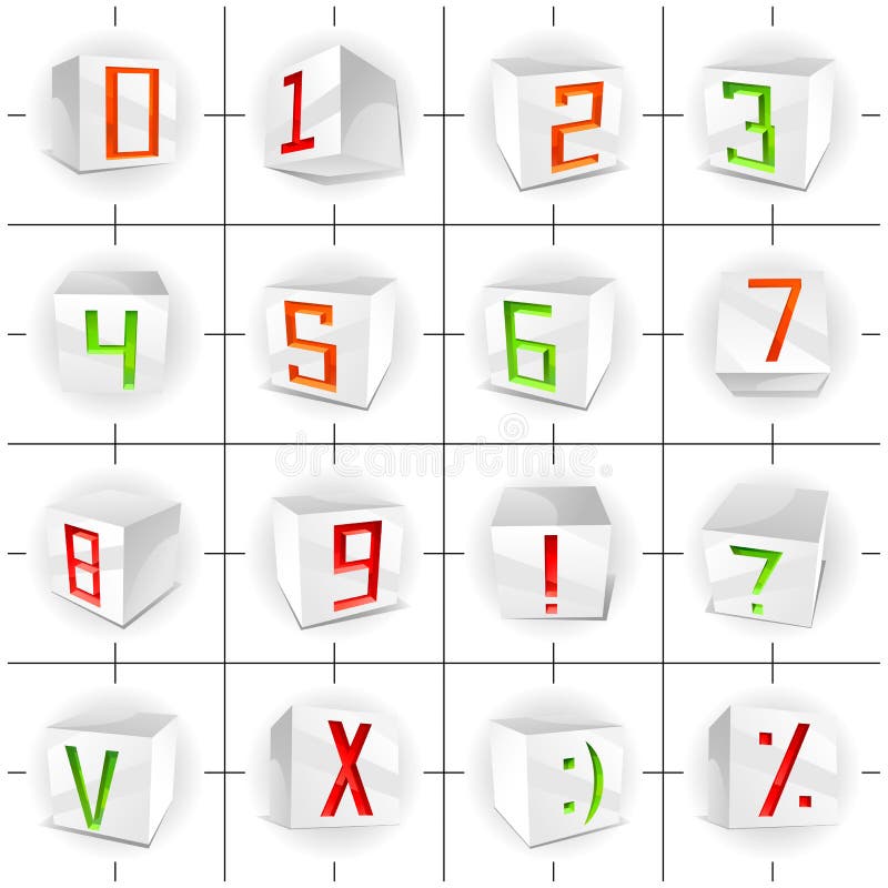 Volume Vector Cube Font - Figures and Signs Stock Vector - Illustration ...
