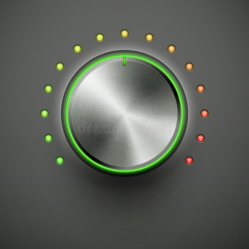 Volumeknop (draaiknop) Met Metalen Textuur (chroom) Vector Illustratie ...