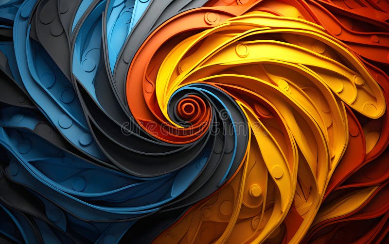 Volumetric Brightly Colored Chaotic Abstract Waves. Abstract Background ...