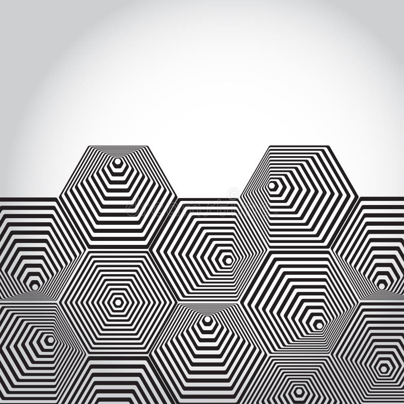 Volumetric 3D Pyramid. Hexagon. Optical Illusion Background. Black and ...