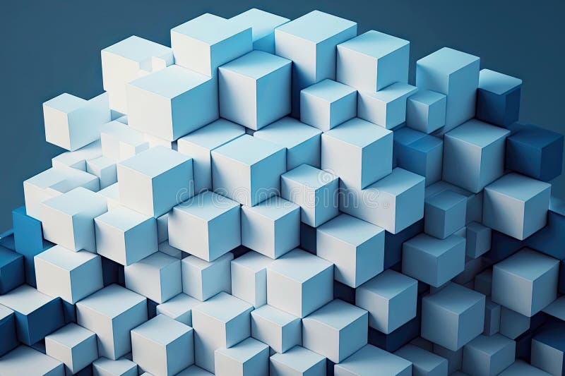 Volumetric Design Made of White Blue Cubes As 3d Render Abstract ...