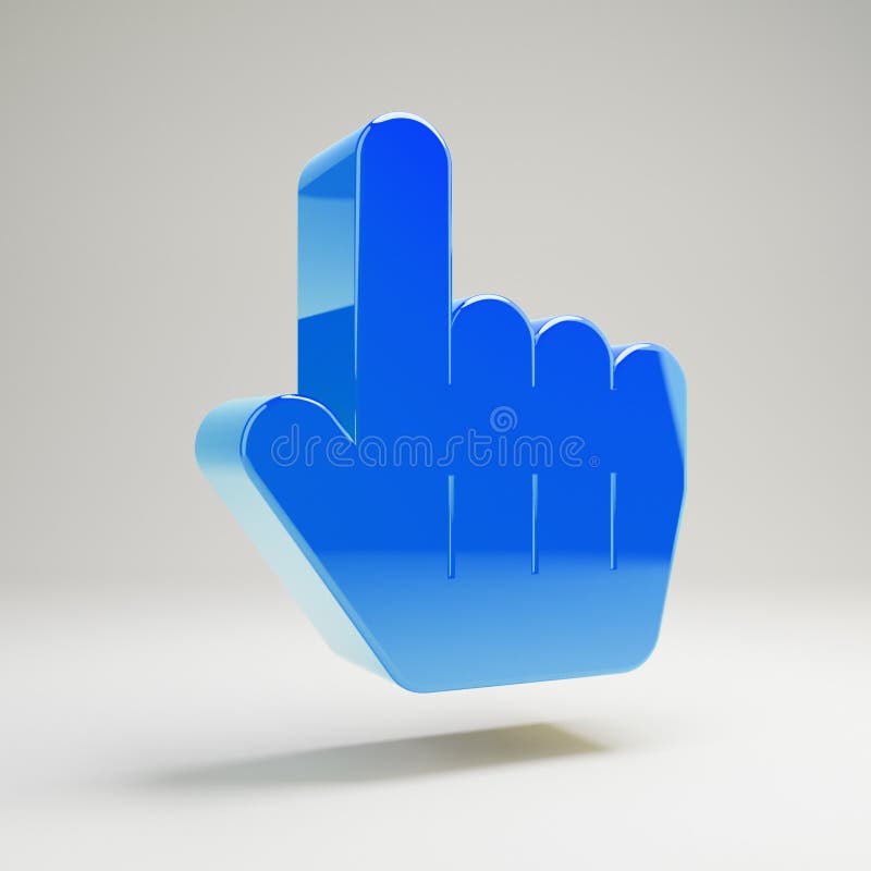 Volumetric Glossy Blue Hand Pointer Icon Isolated on White Background ...