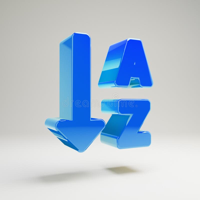 Volumetric Glossy Blue Sorting Icon Isolated on White Background Stock ...