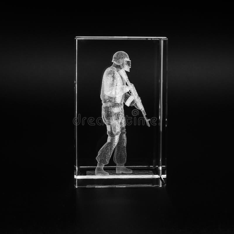 Volumetric Laser Engraving Inside the Glass. Stock Image - Image of ...