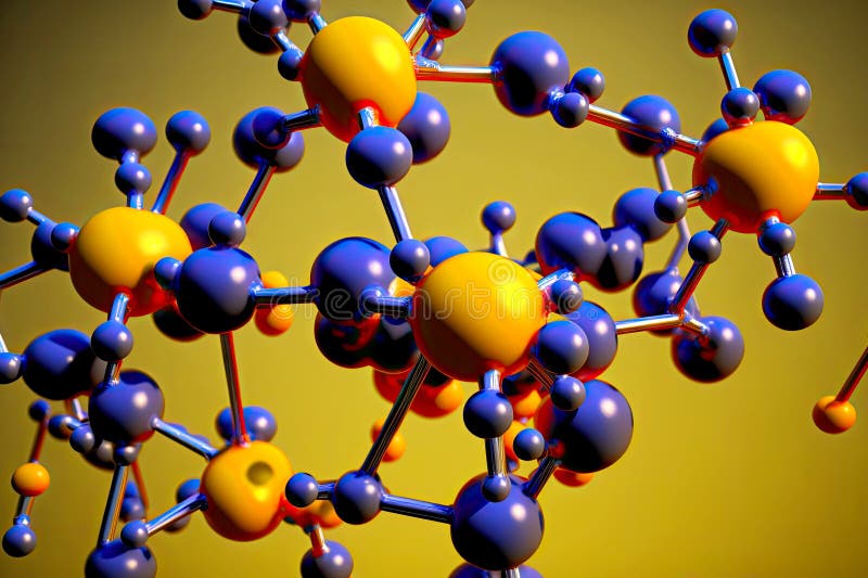 Volumetric Model of Chemical Structure Molecule Closeup with Atomic ...