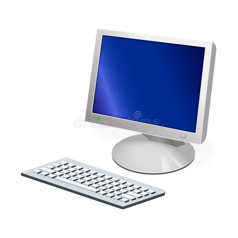 Volumetric Personal Computer or System Unit with Monitor and Keyboard ...
