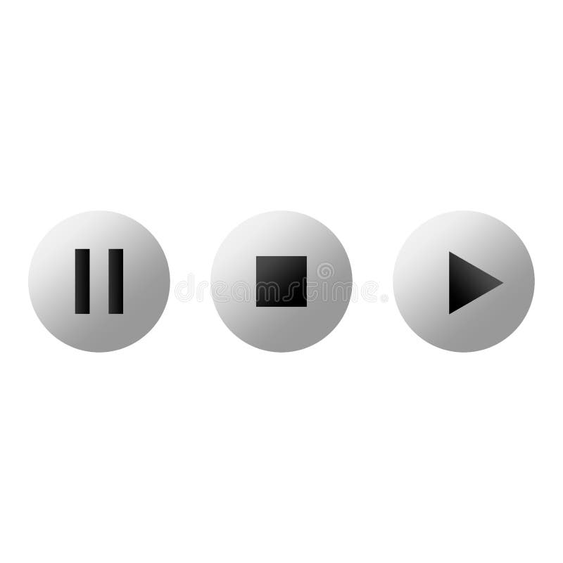 Volumetric Play Stop Buttons. Computer Interface. Vector Illustration ...
