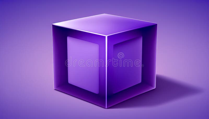 Volumetric Purple Cube Isolated Close Up, Generative AI. Stock ...