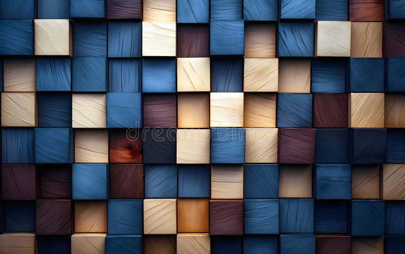 Volumetric Square Sections of Colored Wood Panels. Abstract Background ...
