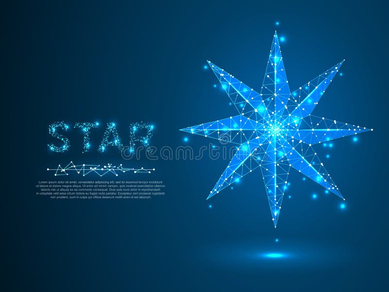 Volumetric Star with Eight Rays. Polygonal Space Low Poly with ...