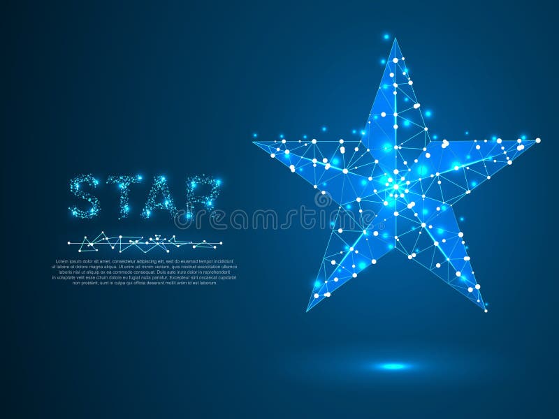 Volumetric Star with Five Rays. Polygonal Space Low Poly with ...