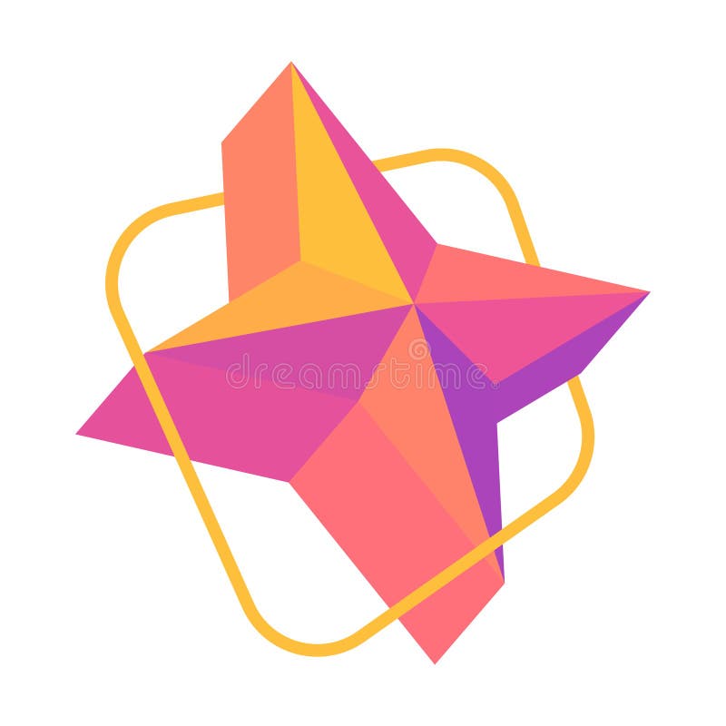 Volumetric Star with Square Frame Brochure Element Design Stock Vector ...