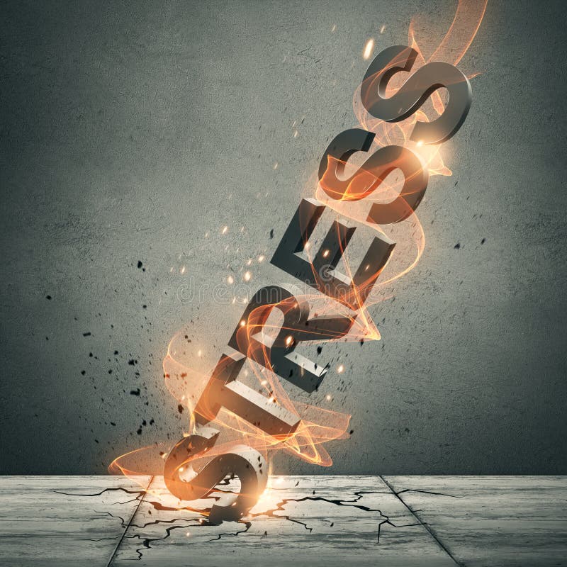 Volumetric Stress Word Letters Crashed in the Floor of Old Concrete ...