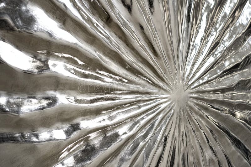 Volumetric Stucco Panel of Abstract Rays in Polished Silver. Art Stock ...