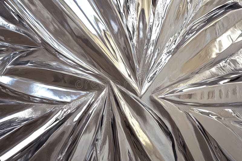 Volumetric Stucco Panel of Abstract Rays in Polished Silver. Art Stock ...
