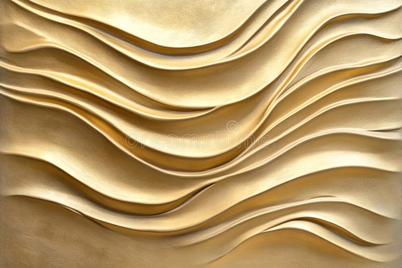 Volumetric Stucco Panel of Abstract Ripples in Champagne Gold. Art ...
