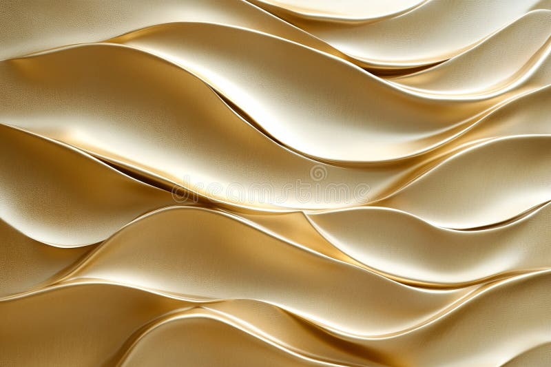 Volumetric Stucco Panel of Abstract Waves in Satin Gold. Art Stock ...