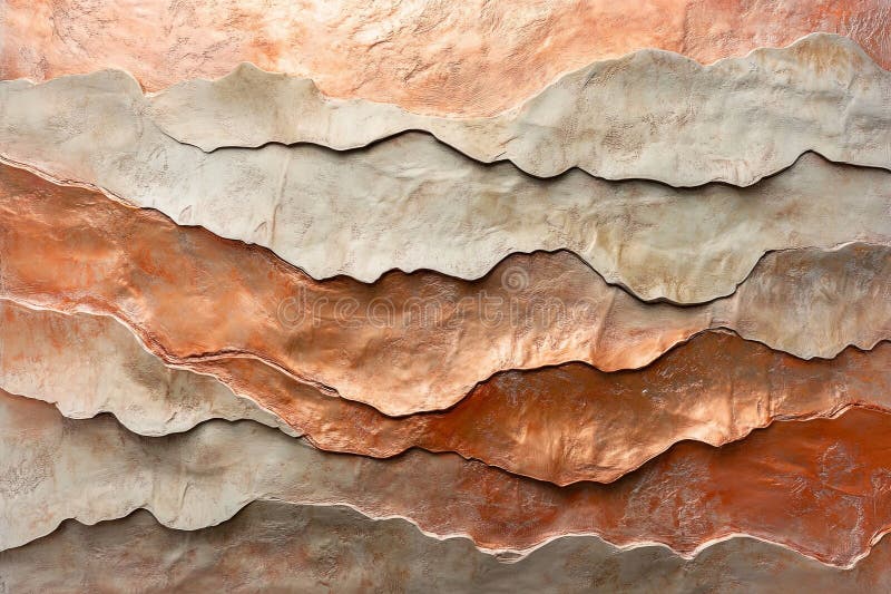 Volumetric Stucco Panel Cliff Layers Frosted Copper Art Stock Photos ...