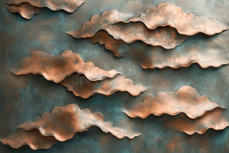 Volumetric Stucco Panel of Cloud Layers in Matte Copper. Art Stock ...