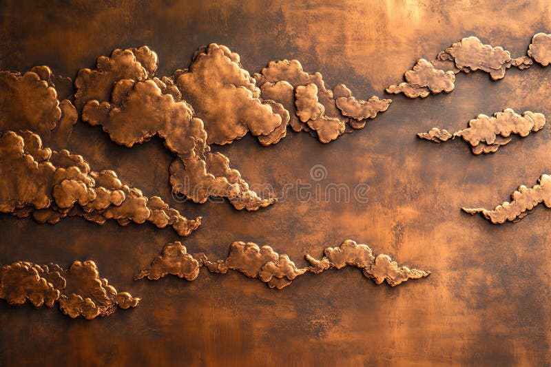 Volumetric Stucco Panel of Cloud Layers in Matte Copper. Art Stock ...