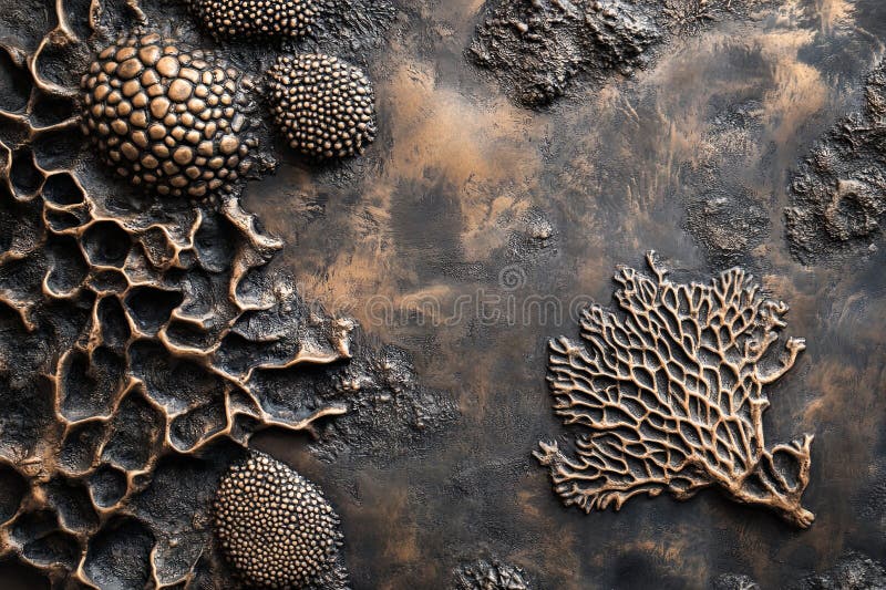 Volumetric Stucco Panel Coral Textures Antique Bronze Art Stock Photos ...