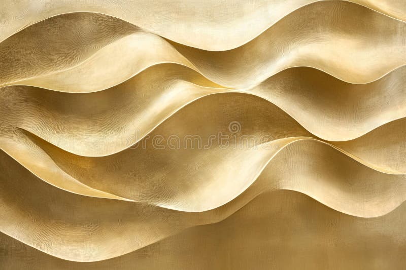 Volumetric Stucco Panel of Desert Sand Waves in Satin Brass. Art Stock ...