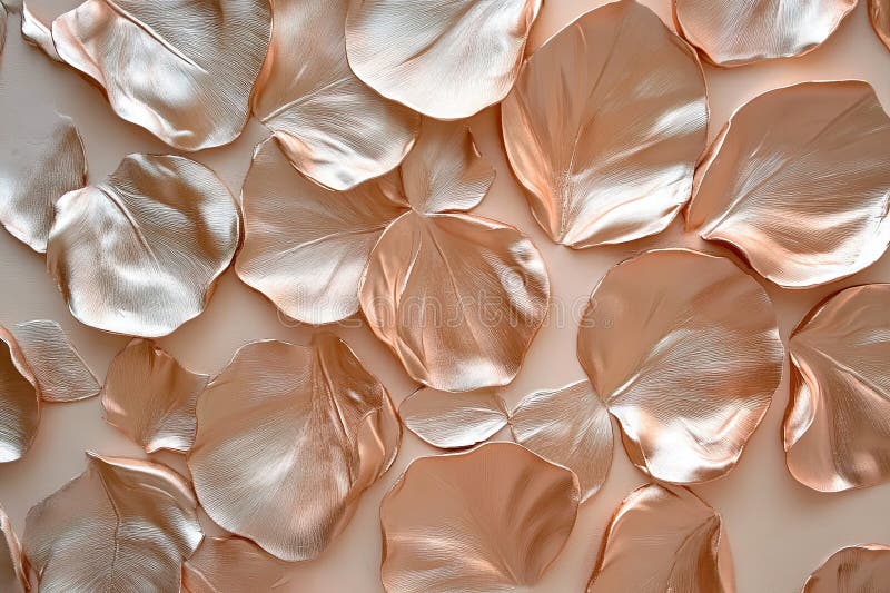 Volumetric Stucco Panel of Floral Petals in Rose Gold. Art Stock Image ...