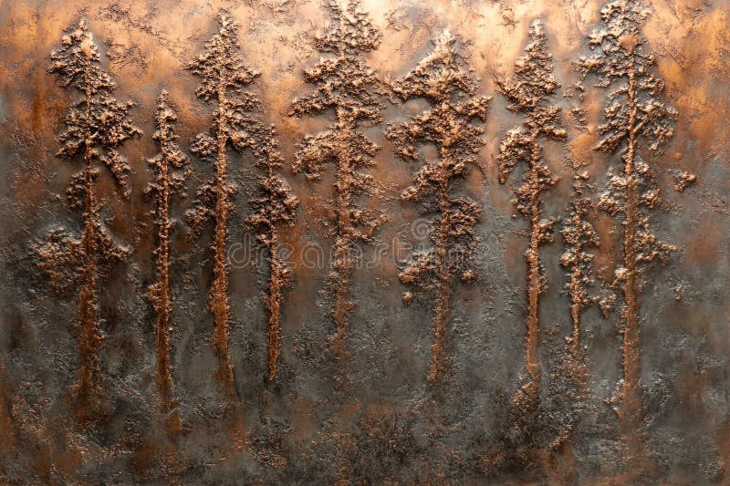 Volumetric Stucco Panel Forest Layers Satin Copper Art Stock Photos ...