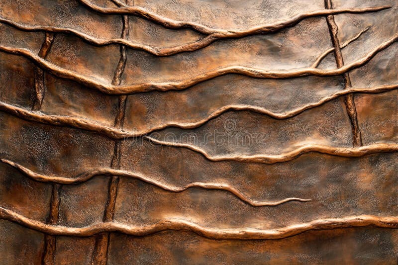 Volumetric Stucco Panel of Forest Layers in Satin Copper. Art Stock ...