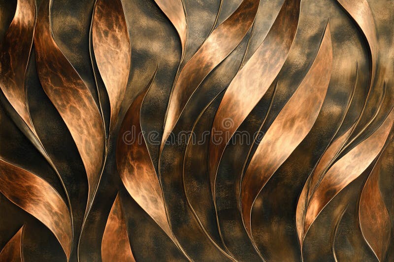 Volumetric Stucco Panel of Grassy Blades in Polished Copper. Art Stock ...