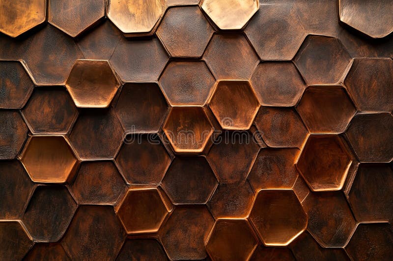 Volumetric Stucco Panel Honeycomb Patterns Matte Copper Art Stock ...