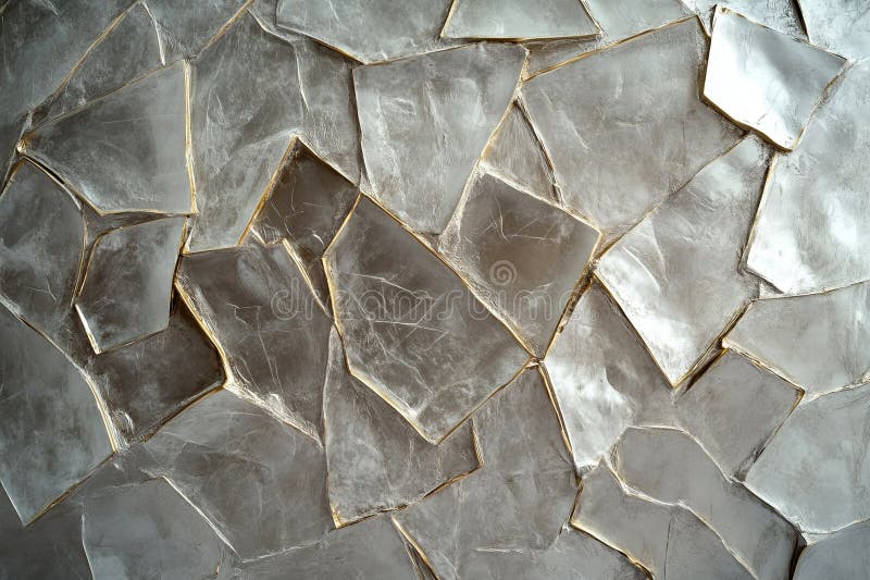 Volumetric Stucco Panel of Ice Shards in Antique Brass. Art Stock Photo ...