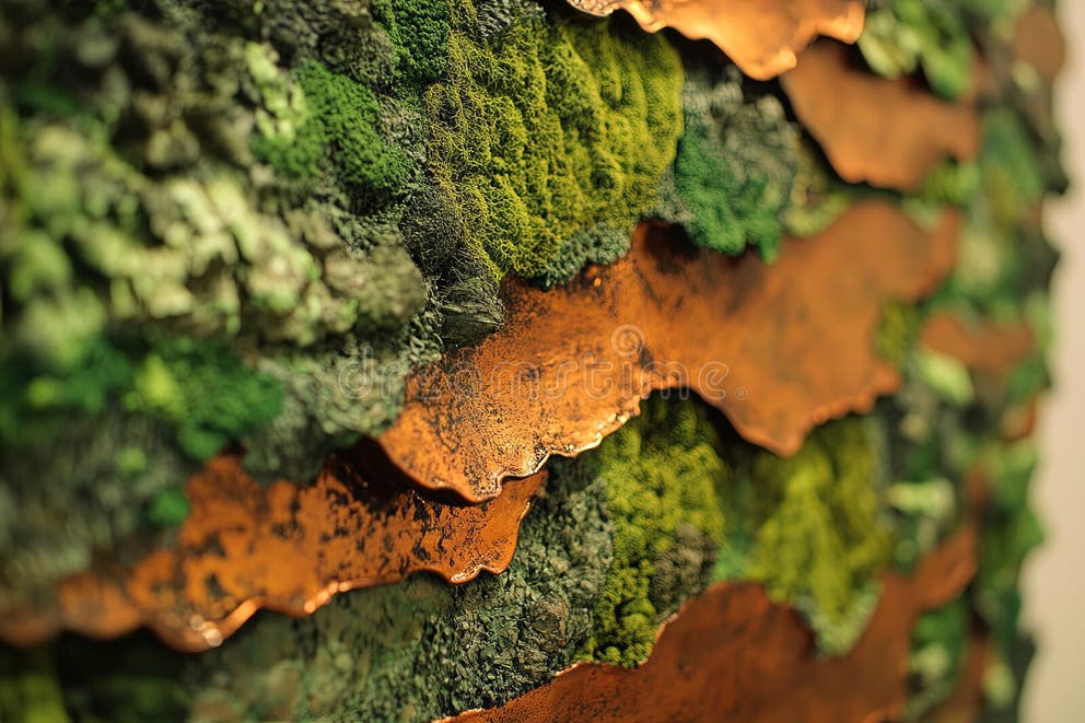 Volumetric Stucco Panel of Moss Layers in Polished Copper. Art Stock Photo - Image of white ...