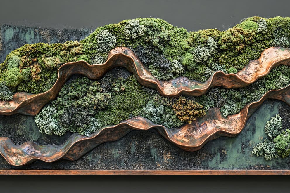Volumetric Stucco Panel of Moss Layers in Polished Copper. Art Stock Image - Image of tulip ...