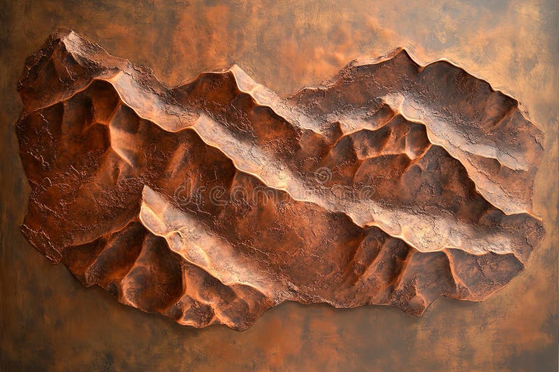 Volumetric Stucco Panel of Mountain Ridges in Frosted Copper. Art Stock ...